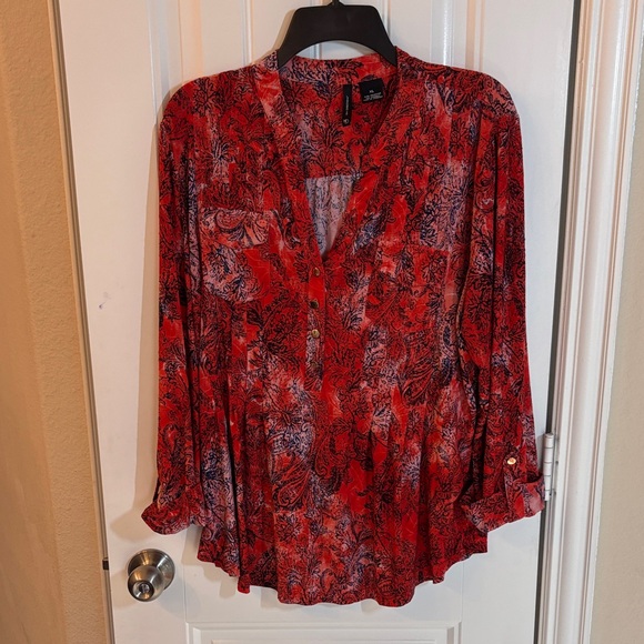 new directions | Tops | New Directions Red And Black Paisley Blouse ...